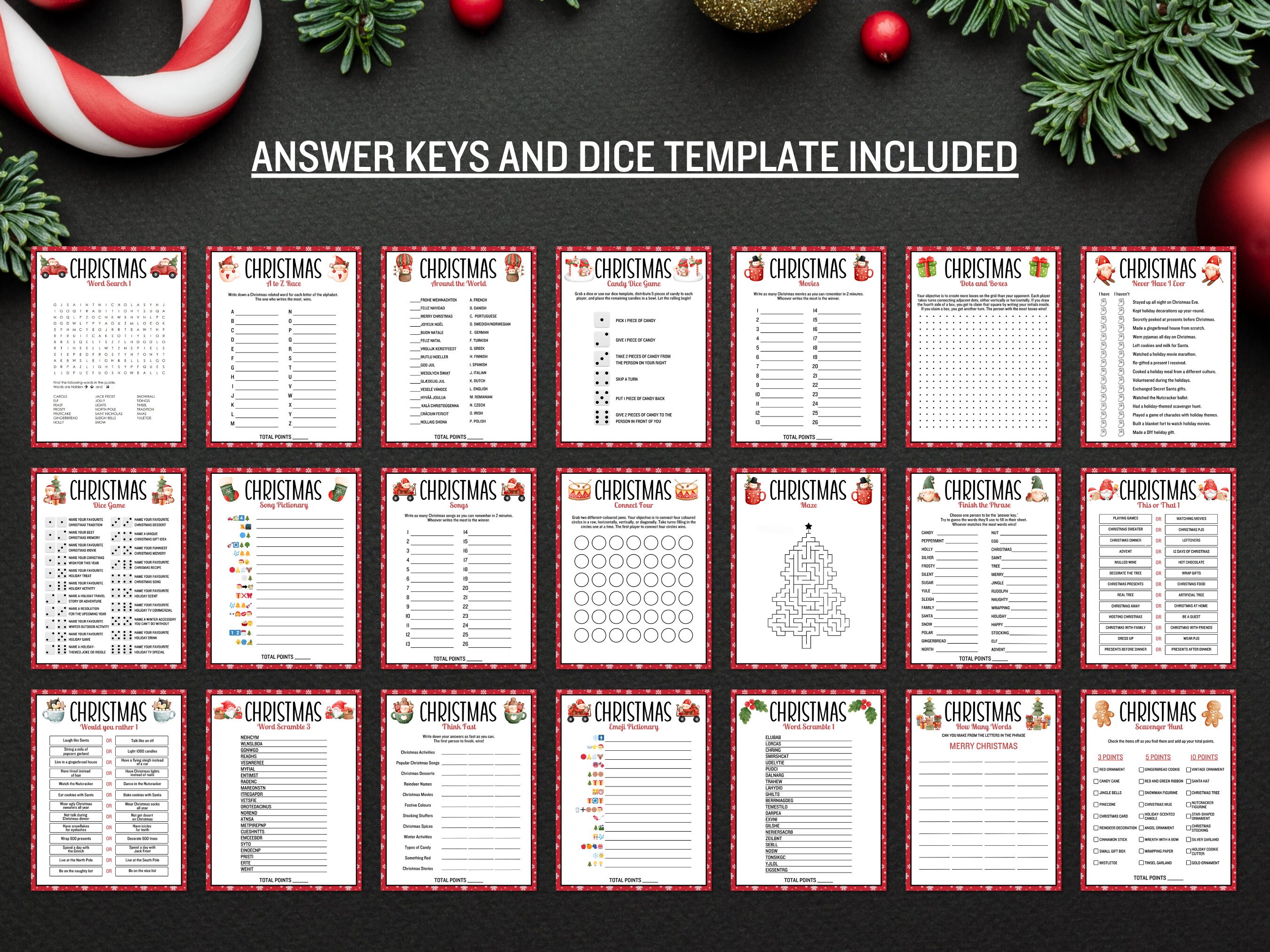 Christmas Games Printable, Christmas Games Bundle, Christmas Games ...