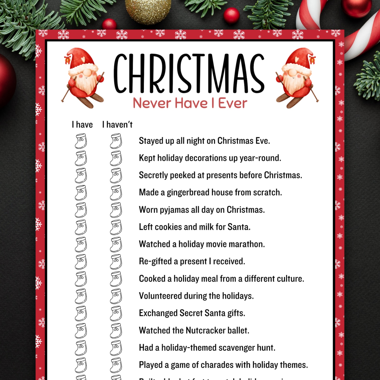 Never Have I Ever Christmas Game, Printable Christmas Games, Christmas ...