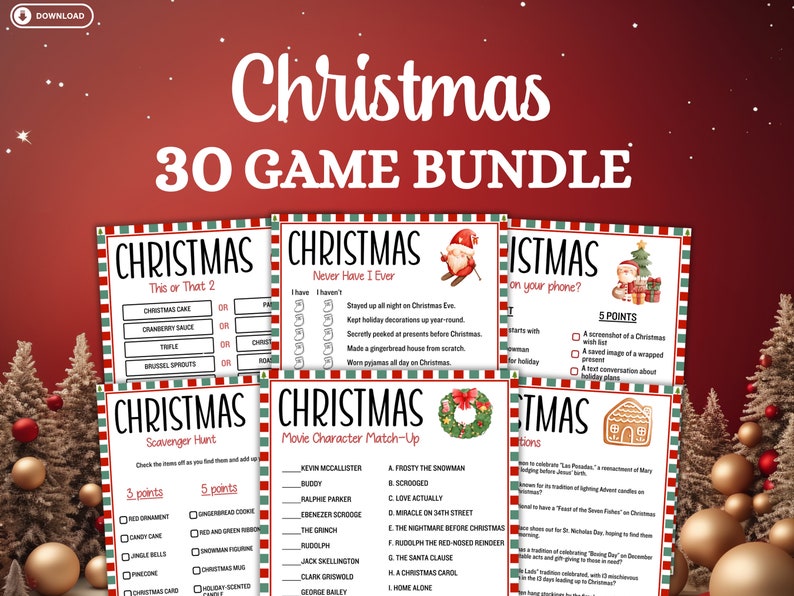 Christmas Games, Christmas Games Printable , Christmas Games Bundle ...