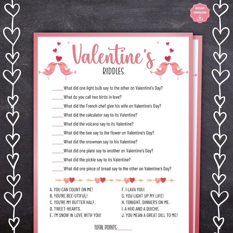 Valentine's Riddles, Valentine's Printable Games, Valentine's Day Games ...