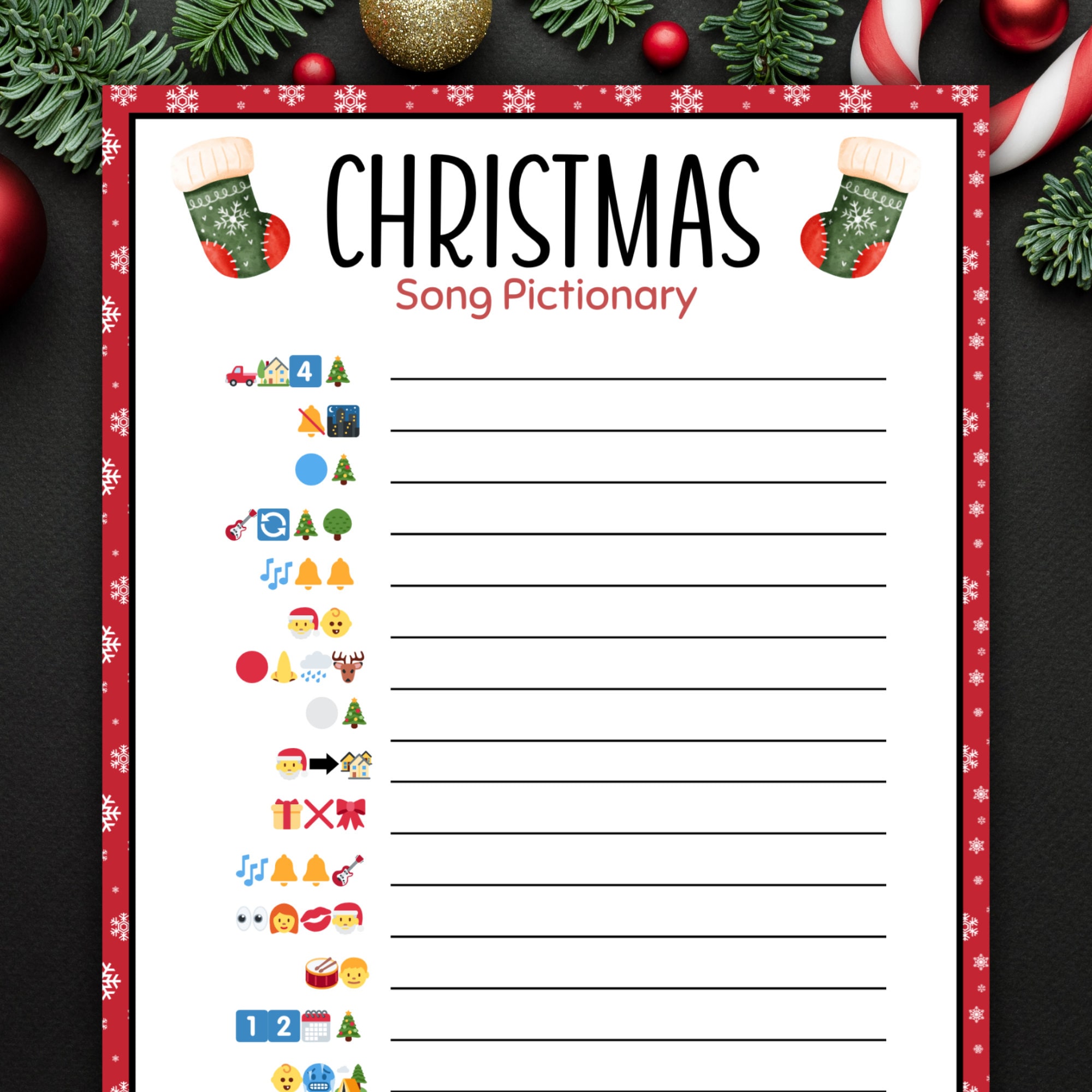Christmas Song Emoji Pictionary, Christmas Printable Games and ...
