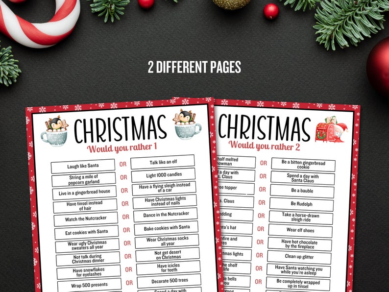 Would You Rather, Christmas Printable Game, Christmas Party Games and ...