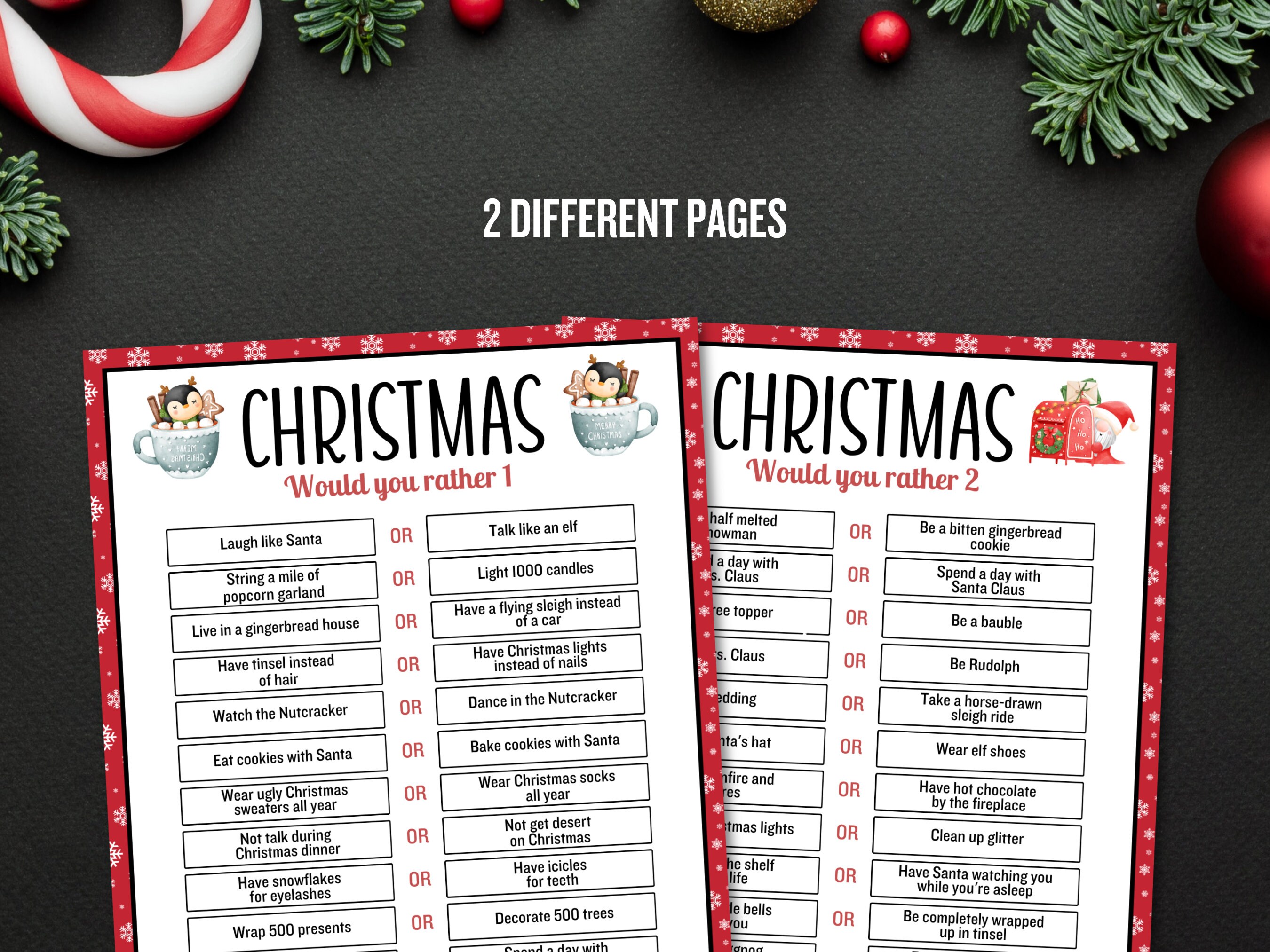 Would You Rather, Christmas Printable Game, Christmas Party Games and ...