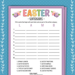 Easter Scattergories, Easter Printable Games, Easter Party Games ...