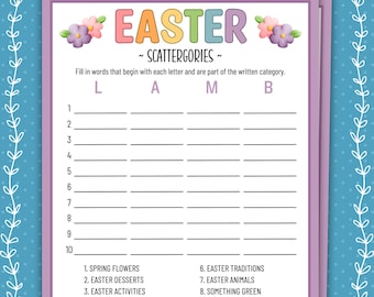 Easter Scattergories, Easter Printable Games, Easter Party Games ...