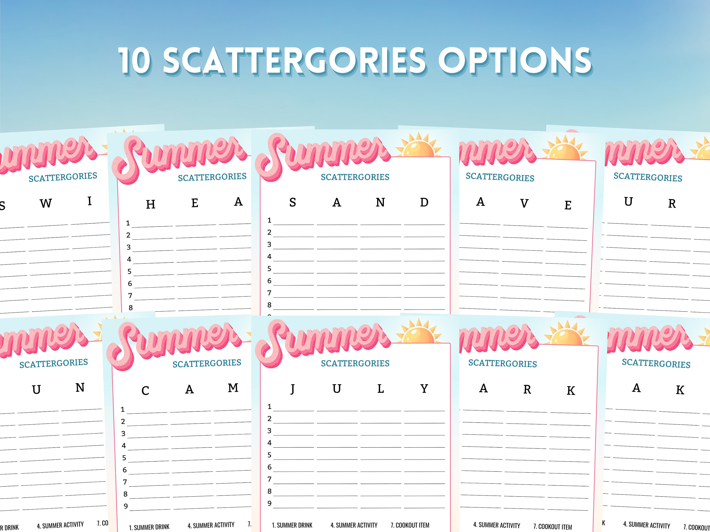 Printable Summer Games , Summer Games, Summer Games Bundle, Summer ...