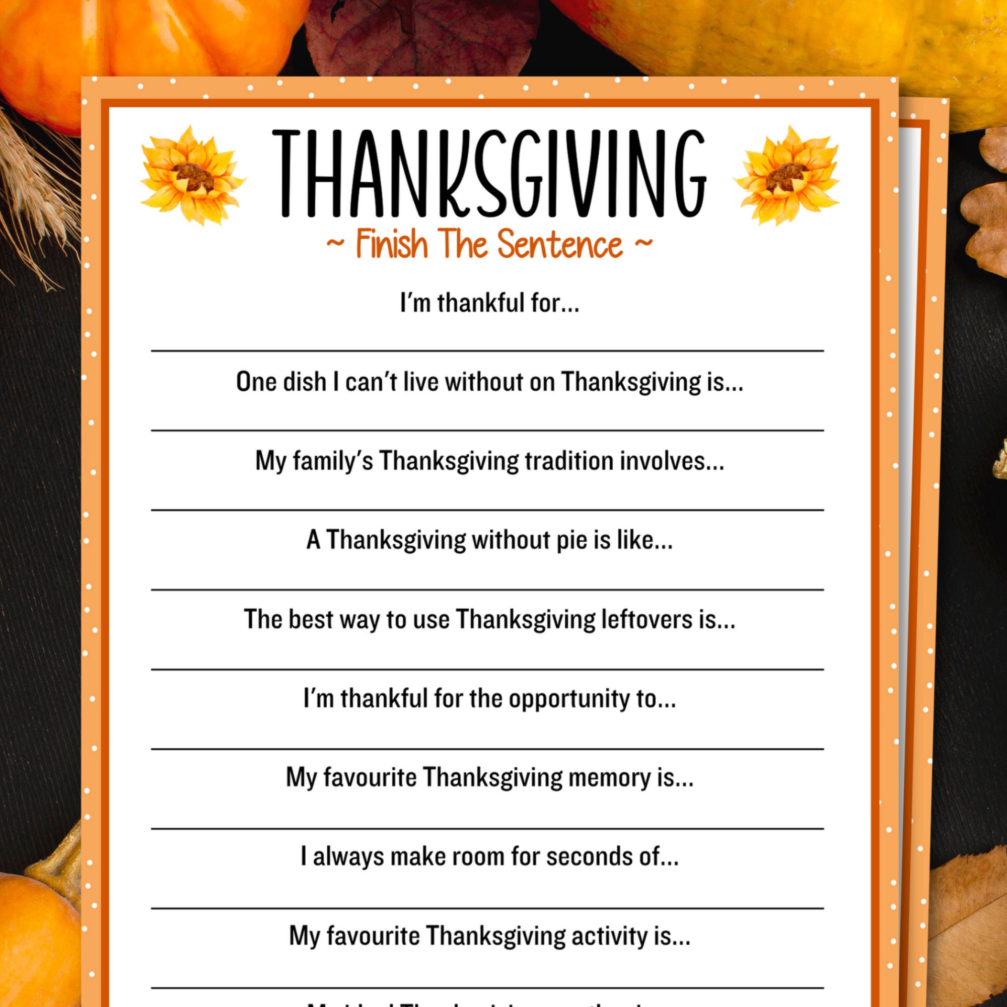 Thanksgiving Finish the Sentence, Printable Thanksgiving Games ...