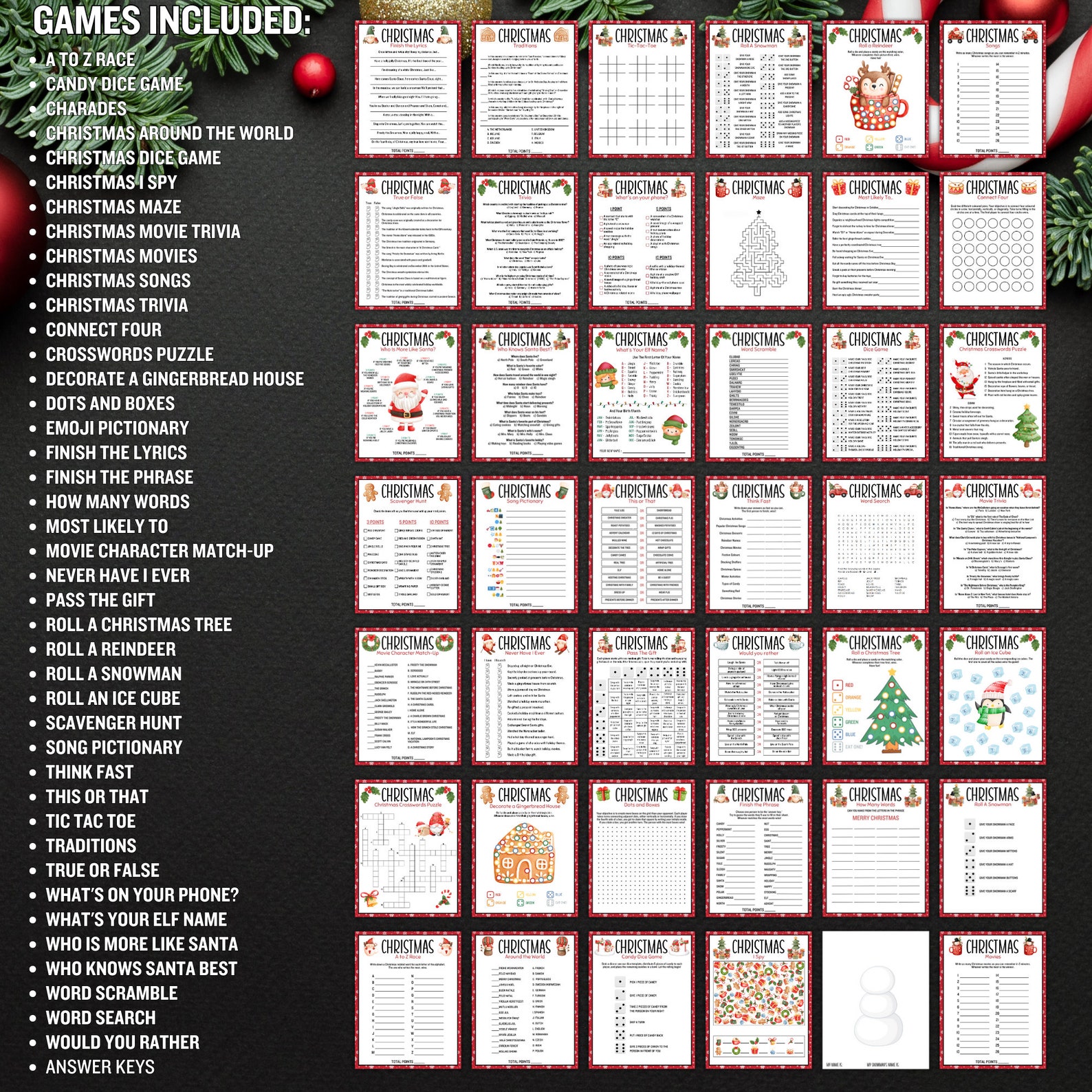 Printable Christmas Games Bundle , Christmas Games Printable ...
