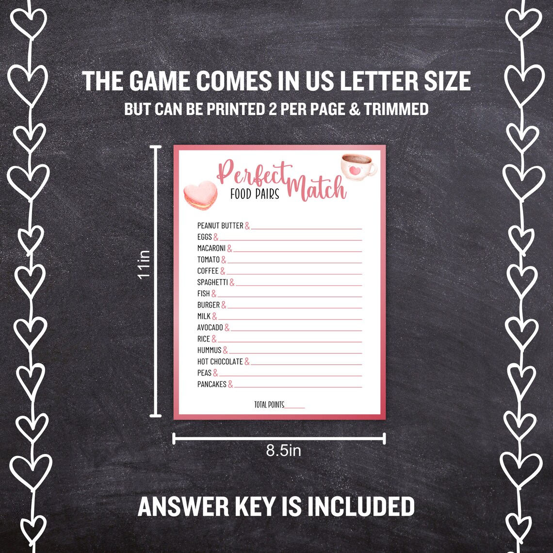 Perfect Match Food Pairs, Valentine's Day Games, Valentine's Printable ...