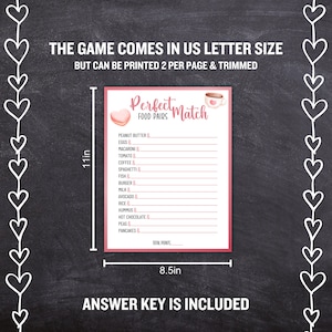 Perfect Match Food Pairs, Valentine's Day Games, Valentine's Printable ...