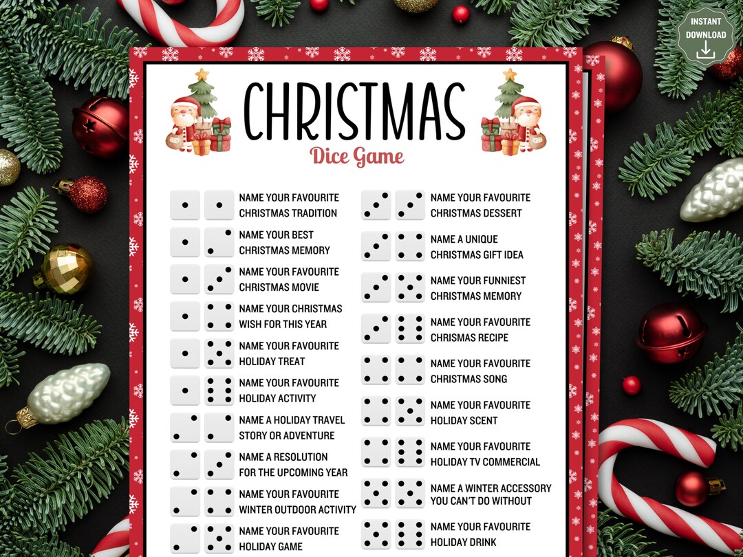 Christmas Dice Game, Printable Christmas Games, Christmas Party Games ...