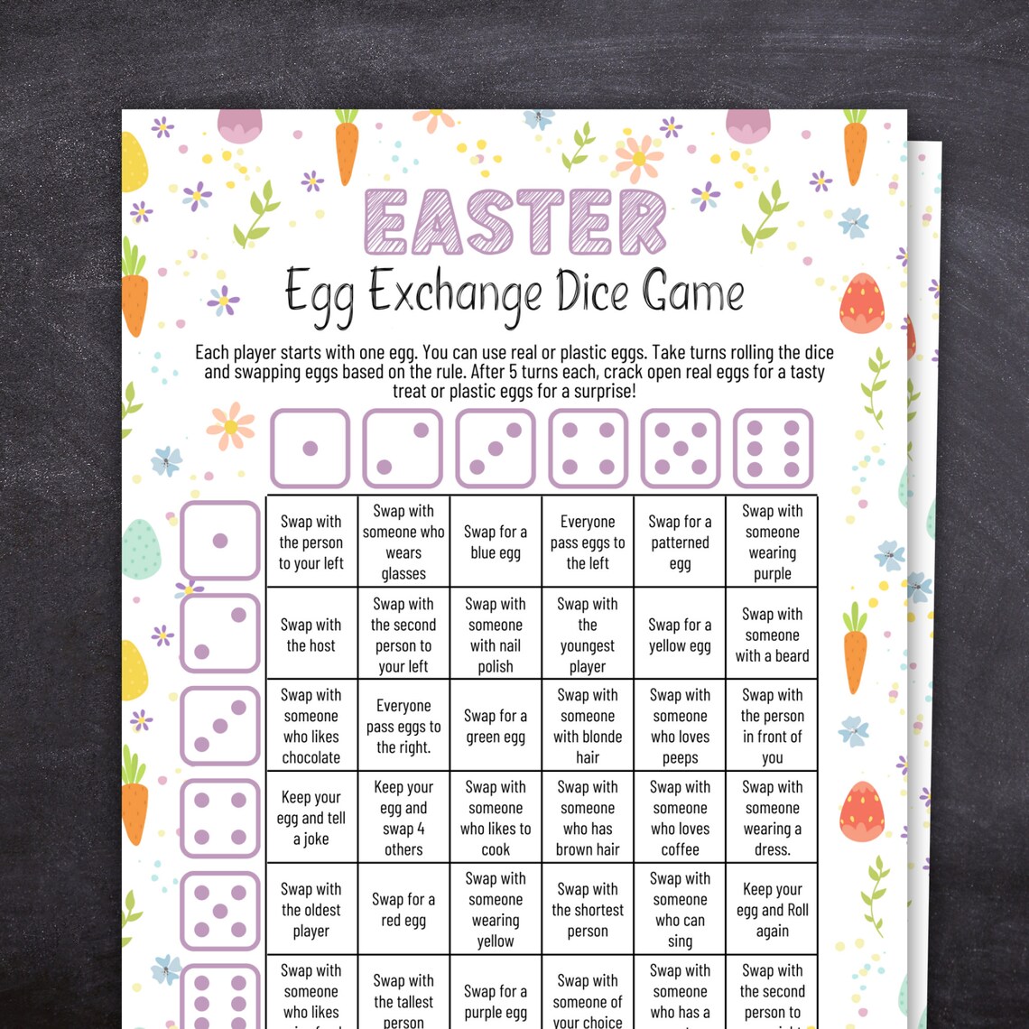 Easter Egg Exchange Dice Game, Easter Dice Game, Egg Exchange Game ...