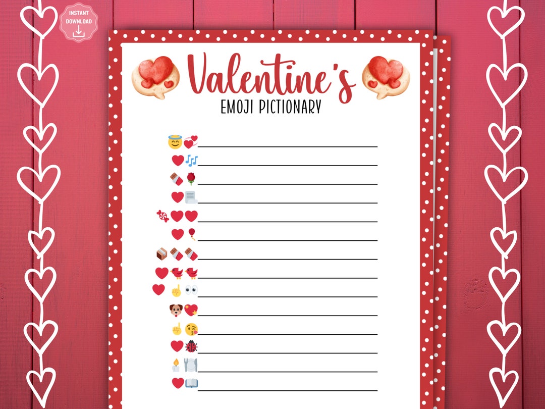Valentine's Emoji Pictionary, Valentine's Day Games and Activities ...