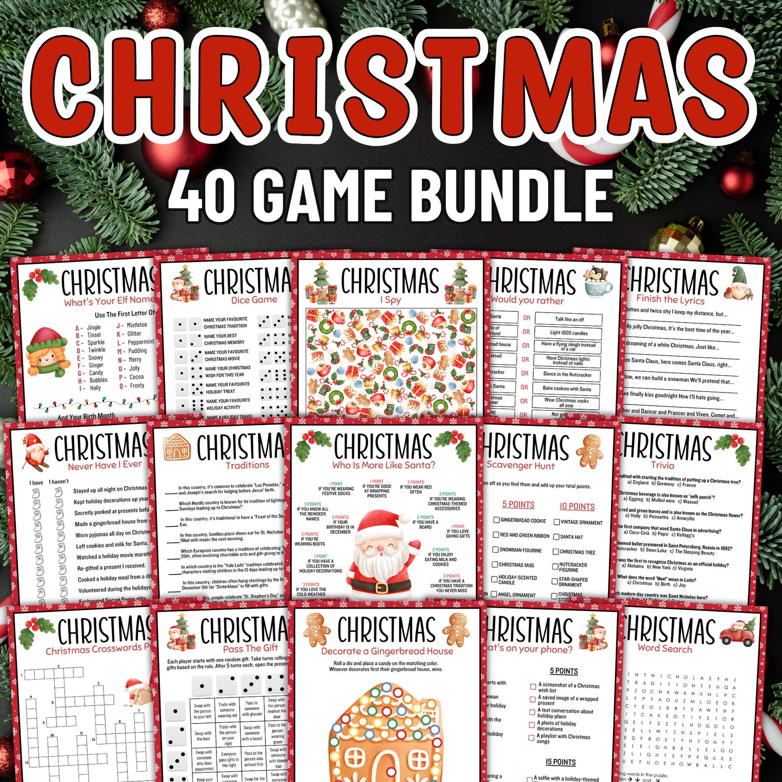 Printable Christmas Games Bundle , Christmas Games Printable ...