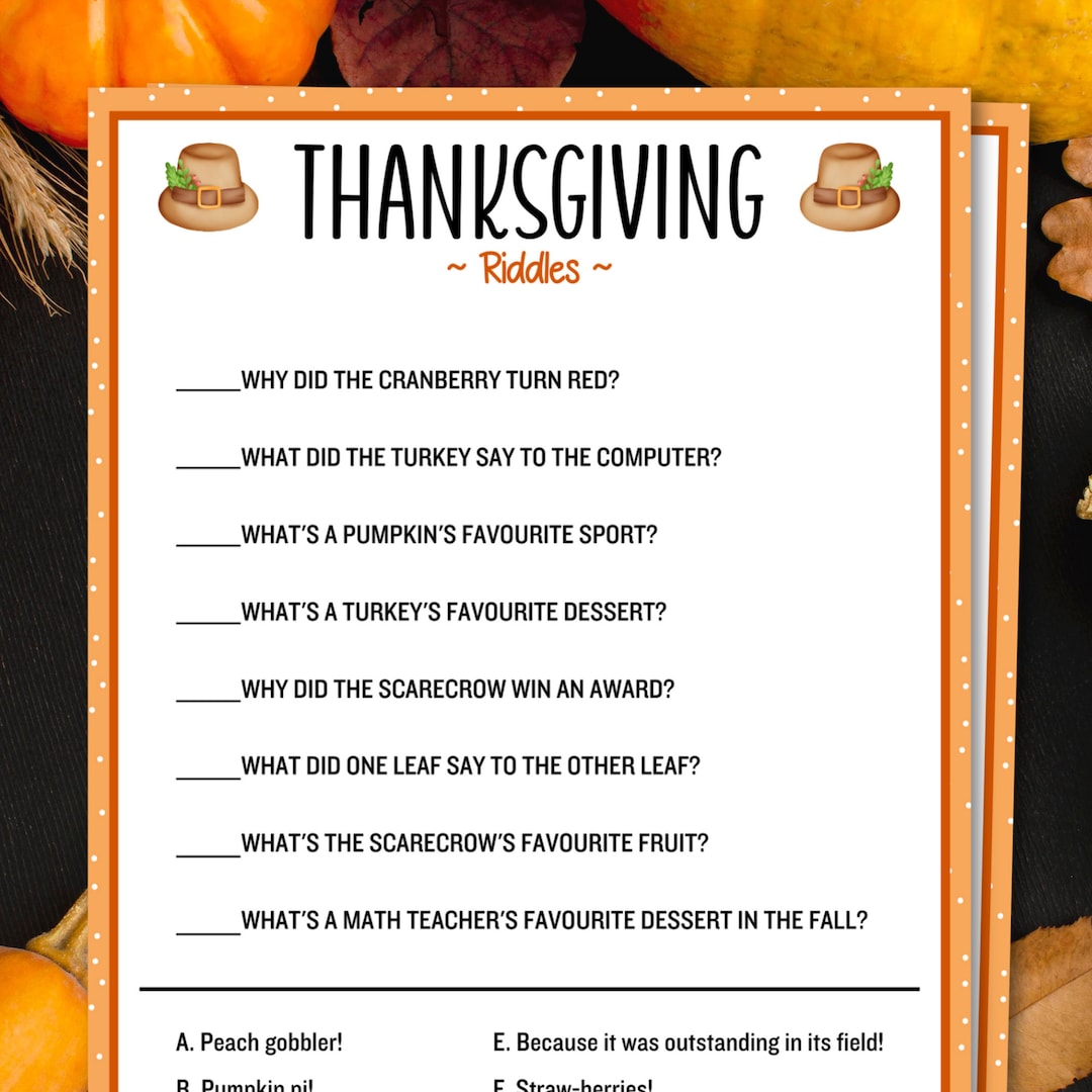 Thanksgiving Riddles, Printable Thanksgiving Party Games and Activities ...
