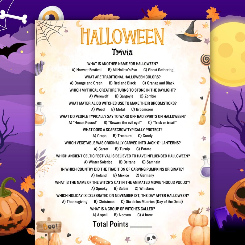 Halloween Trivia, Halloween Quiz, Halloween Activities for Kids ...