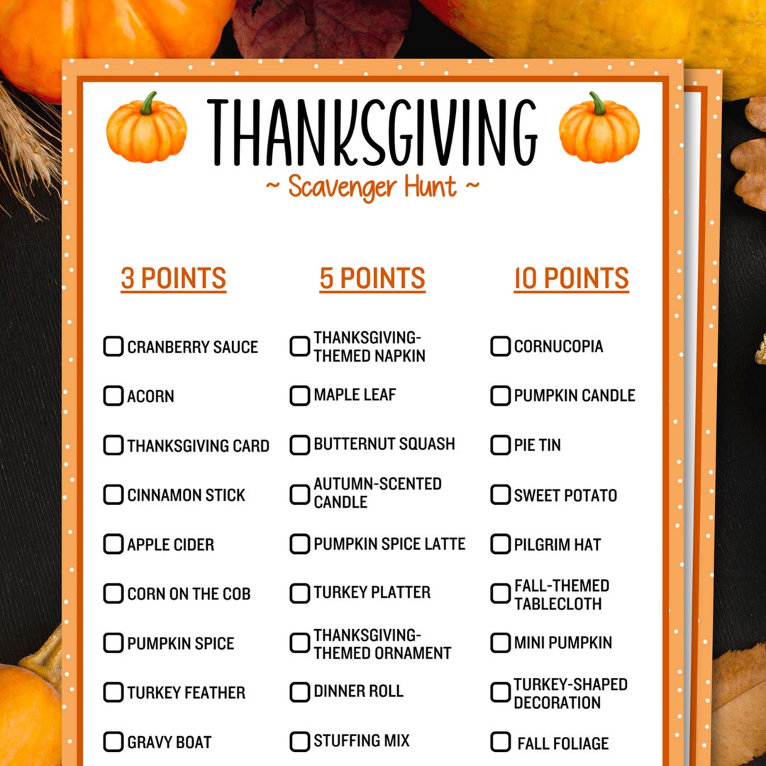 Thanksgiving Scavenger Hunt, Friendsgiving Printable Games ...