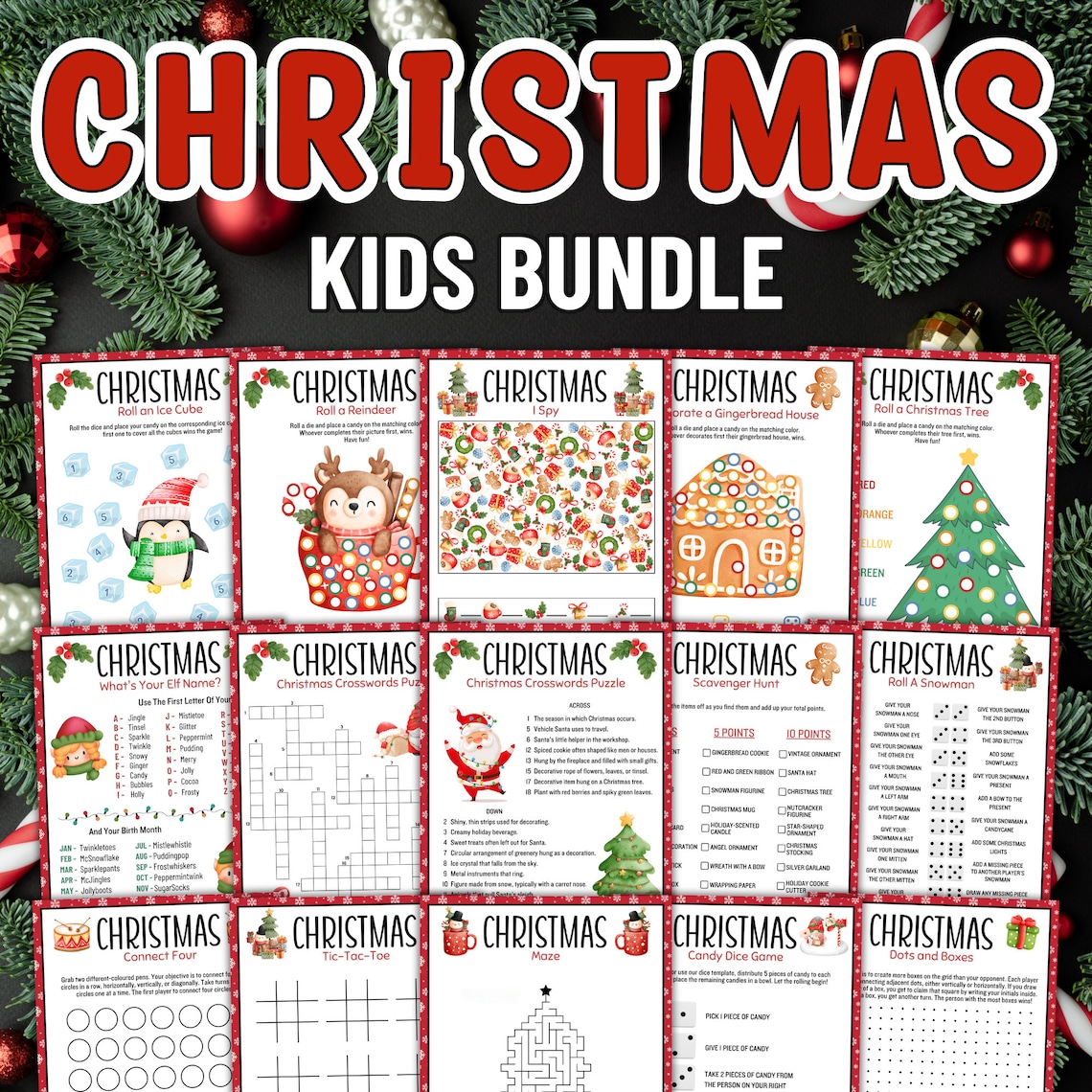Printable Christmas Games for Kids , Christmas Games Bundle , Classroom ...