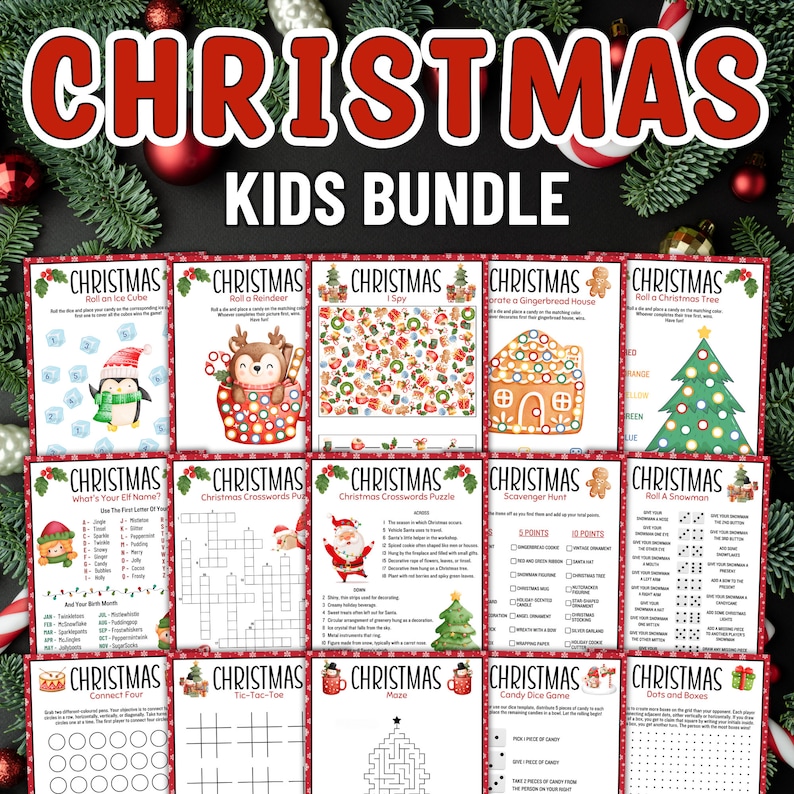 Printable Christmas Games for Kids , Christmas Games Bundle , Classroom ...
