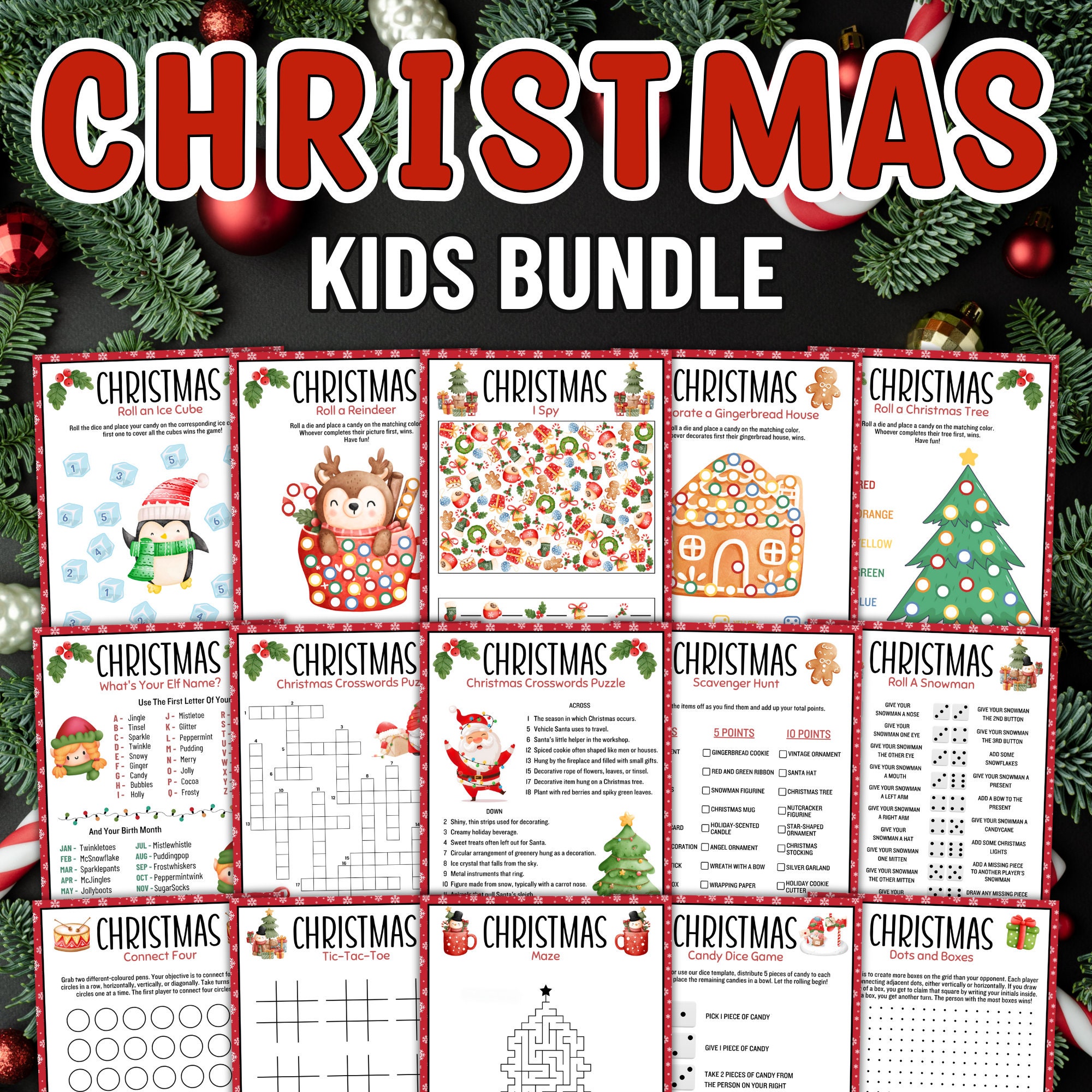 Printable Christmas Games for Kids , Christmas Games Bundle , Classroom ...