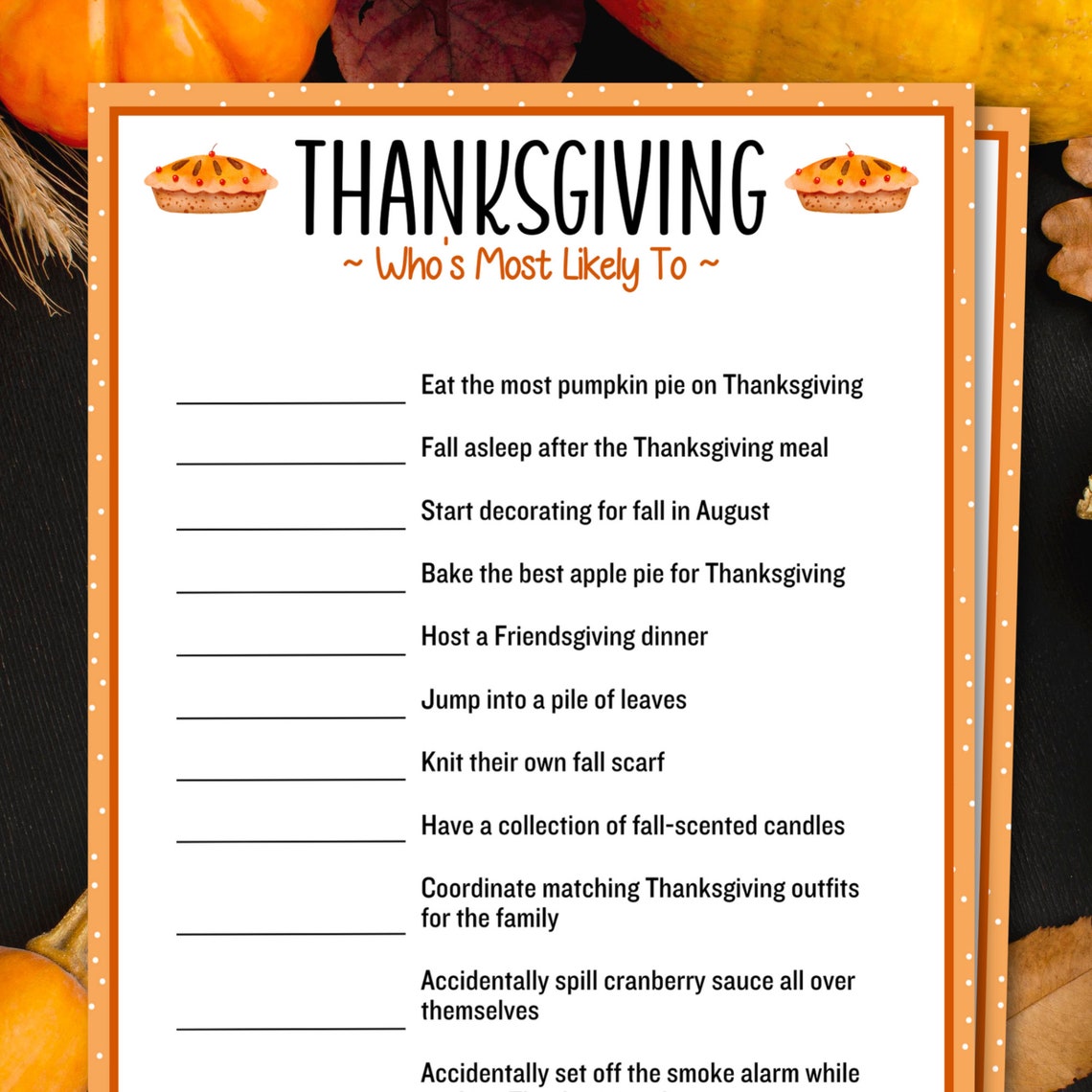 Thanksgiving Most Likely To, Thanksgiving Games, Printable Thanksgiving ...