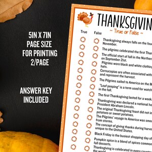 Thanksgiving True or False, Printable Thanksgiving Games and Activities ...