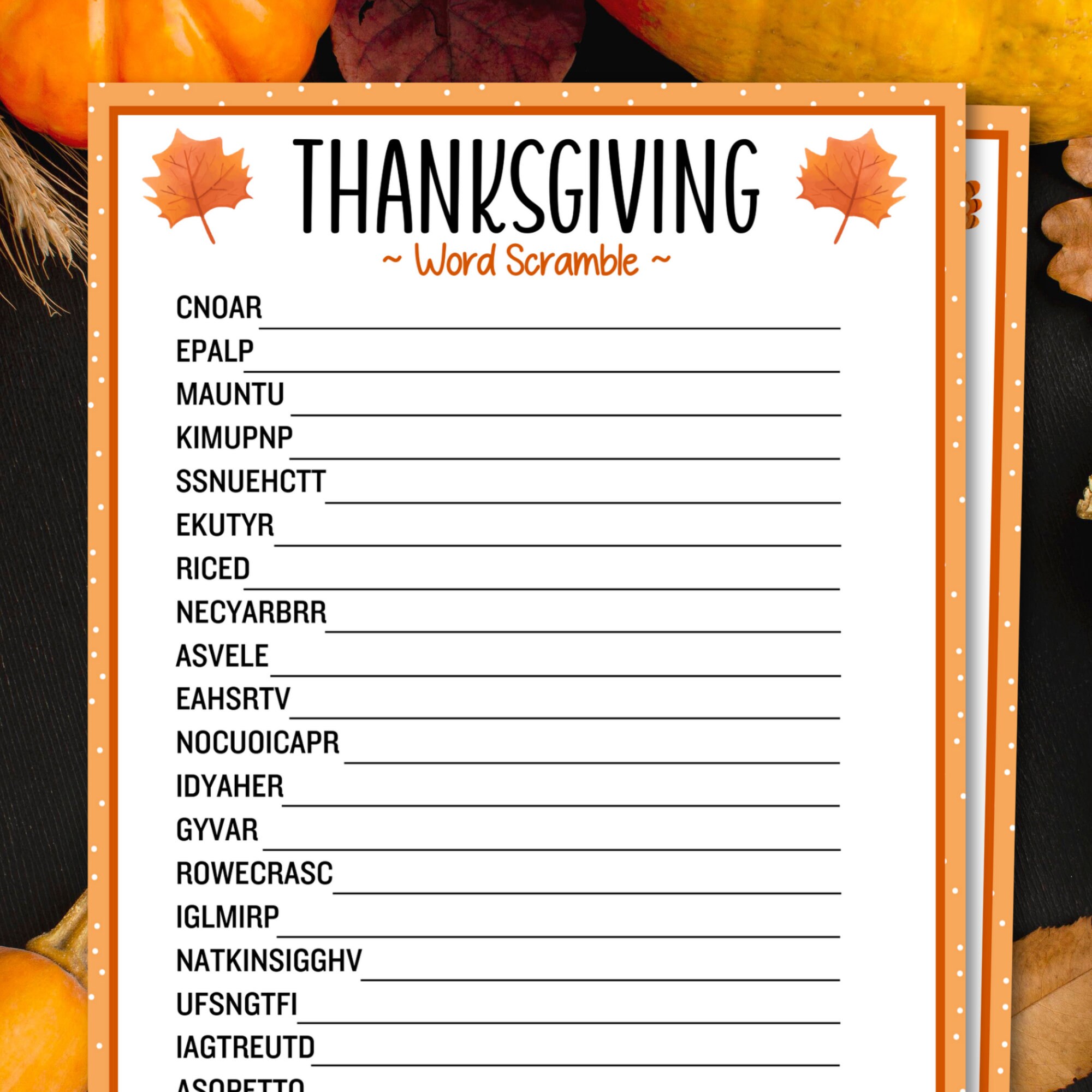 Thanksgiving Word Scramble, Printable Thanksgiving Games and Activities ...