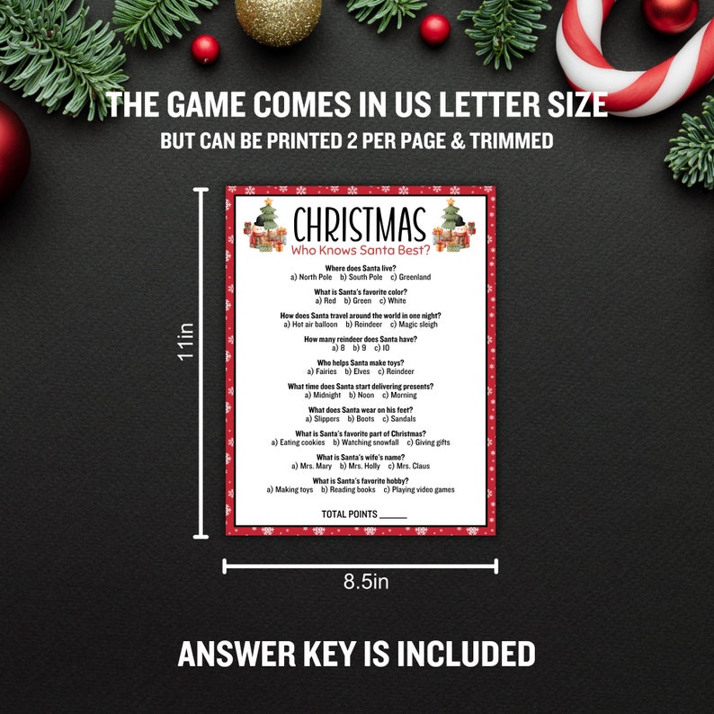 Who Knows Santa Best Game, Christmas Santa Game, Christmas Printable ...
