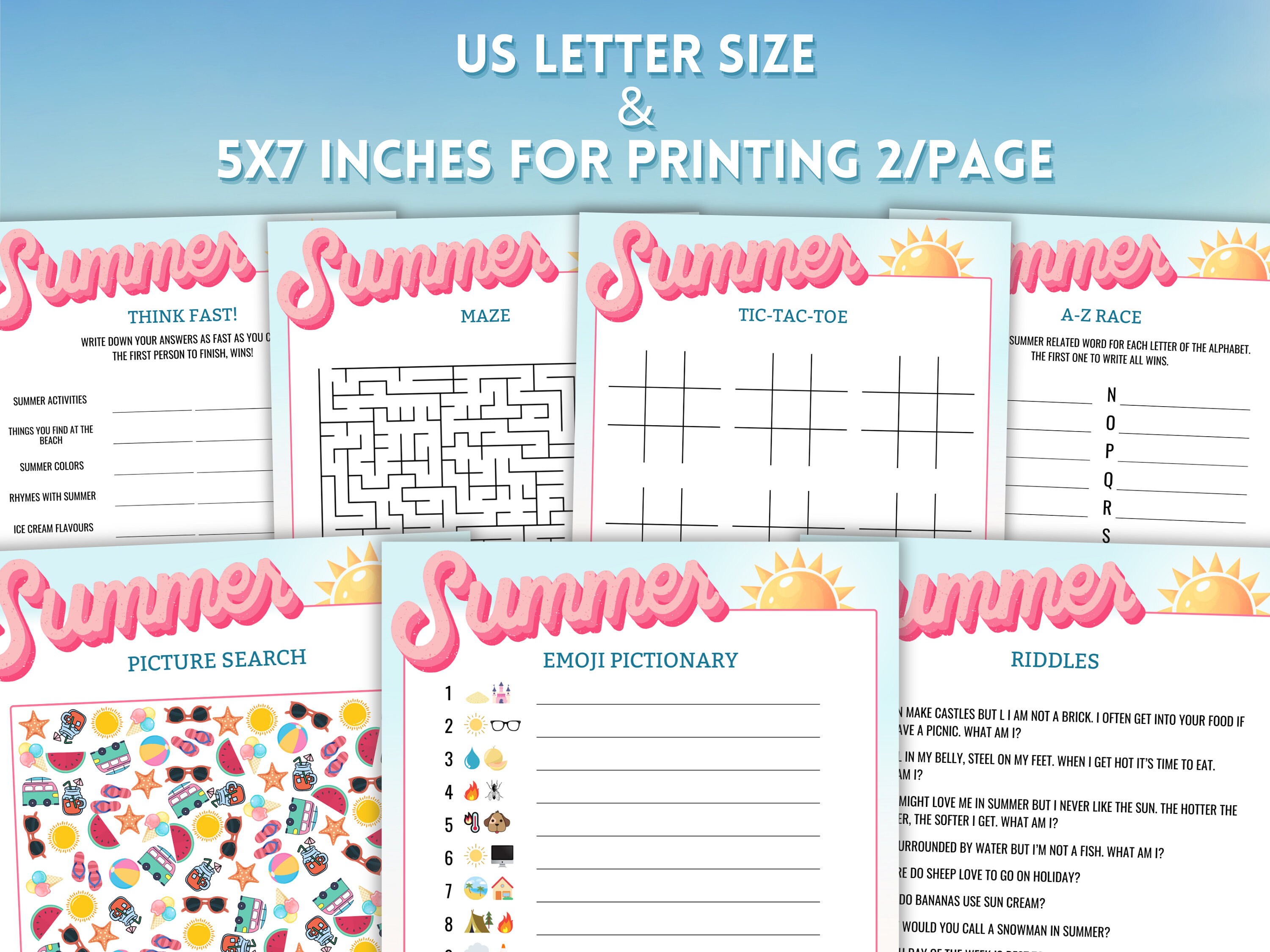 Printable Summer Games , Summer Games, Summer Games Bundle, Summer ...