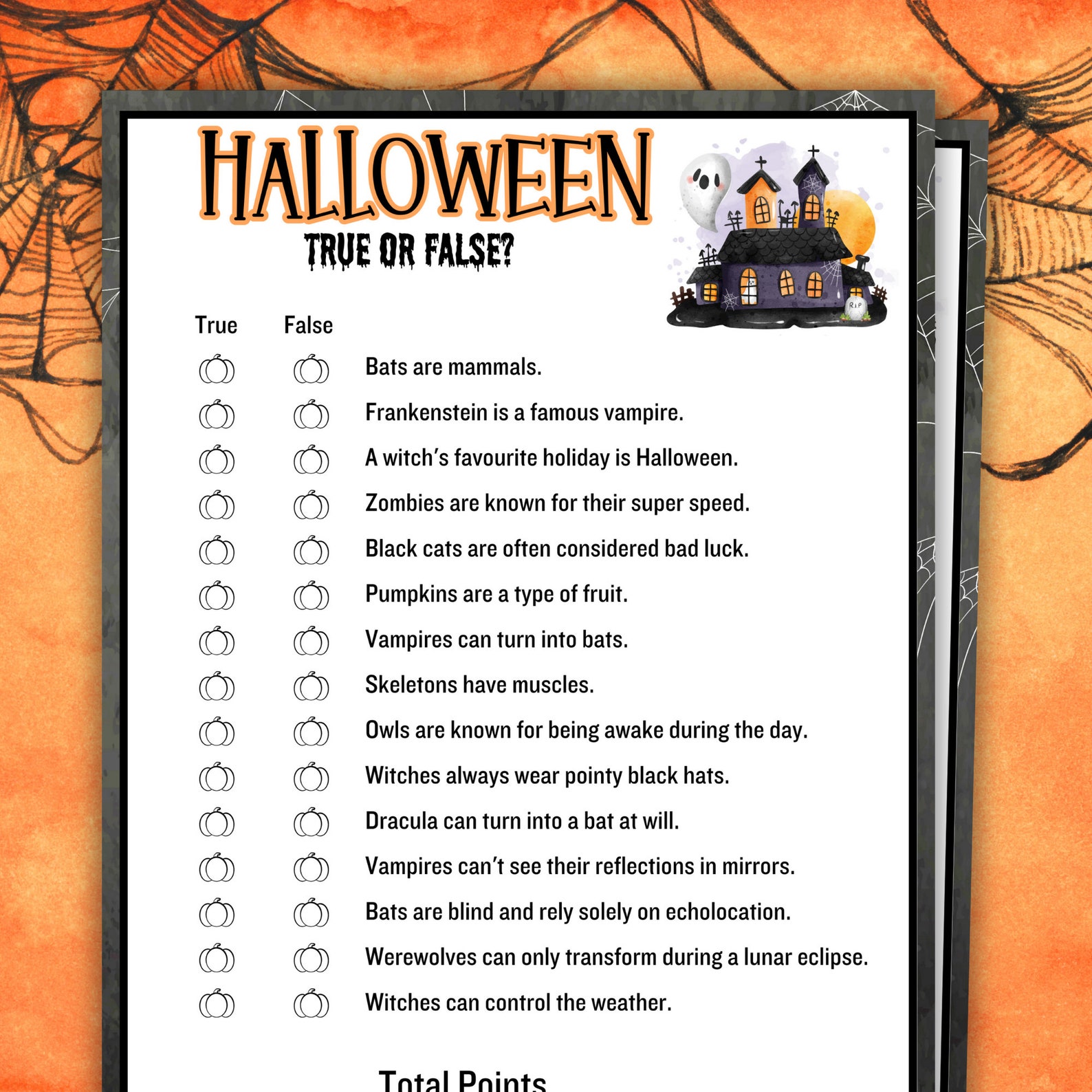 Halloween True or False, Halloween Printable Games, Halloween Games and ...