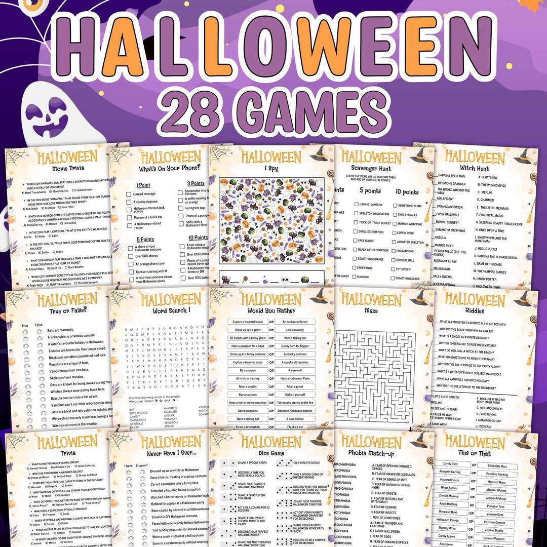 Halloween Games Printable, Halloween Game Bundle, Halloween Games ...
