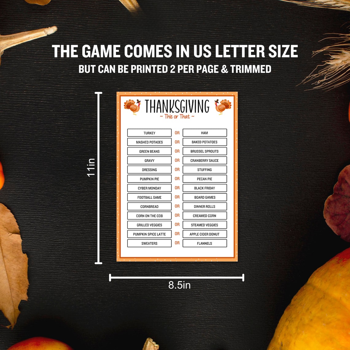 Thanksgiving This or That Game, Printable Thanksgiving Games and ...