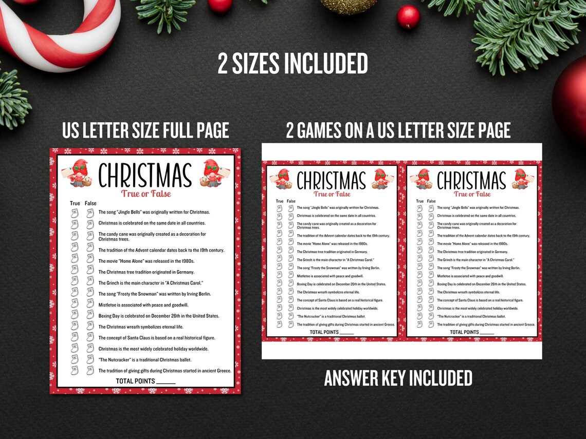 Christmas True or False, Christmas Printable Games, Christmas Party ...