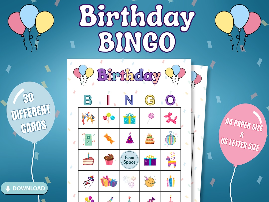 Printable Birthday BINGO , Birthday BINGO , Birthday Party Games , Birthday Party Activities ...