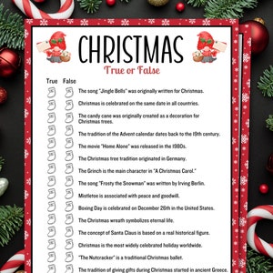 Christmas True or False, Christmas Printable Games, Christmas Party ...