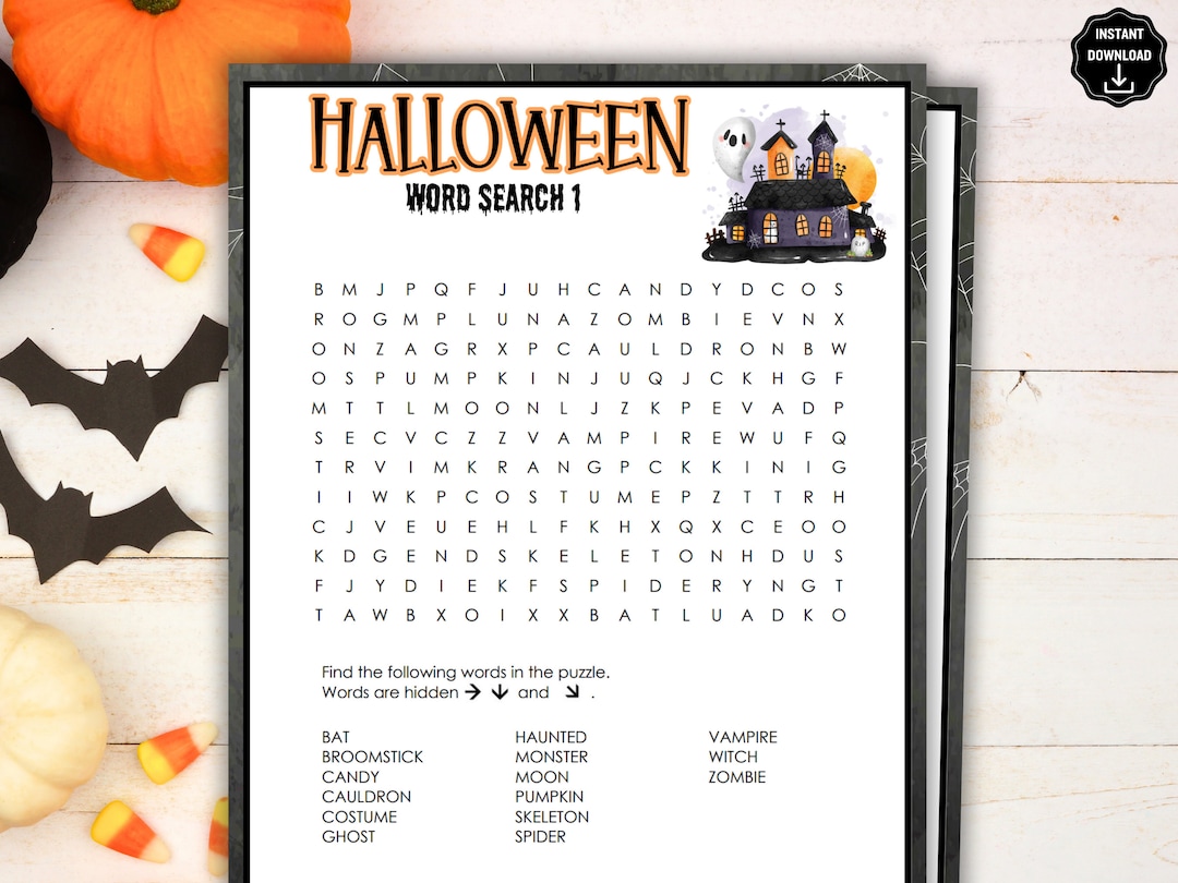 Halloween Word Search Halloween Printable Games and - Etsy