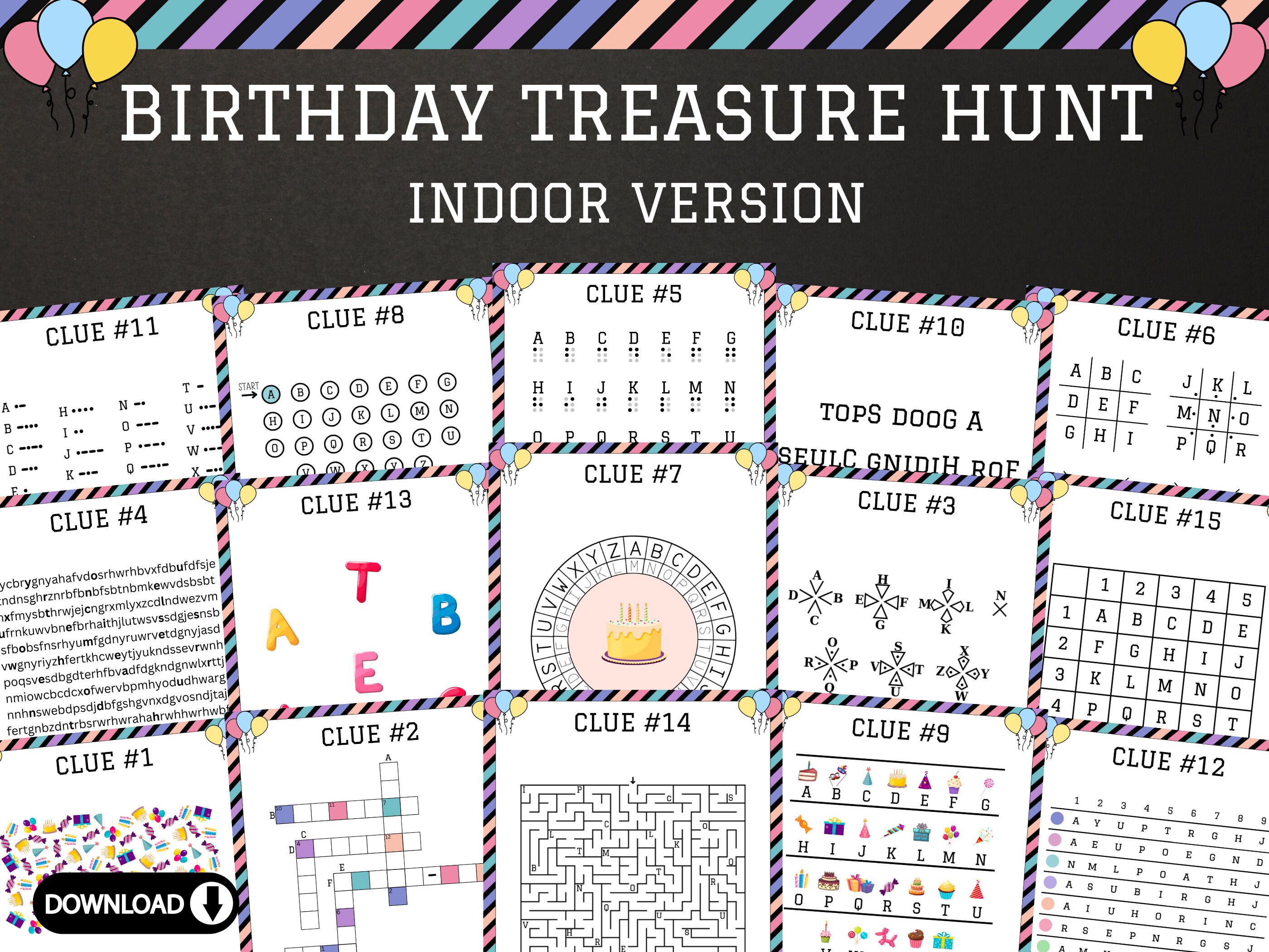 Birthday Treasure Hunt, Birthday Scavenger Hunt , Birthday Party Games ...