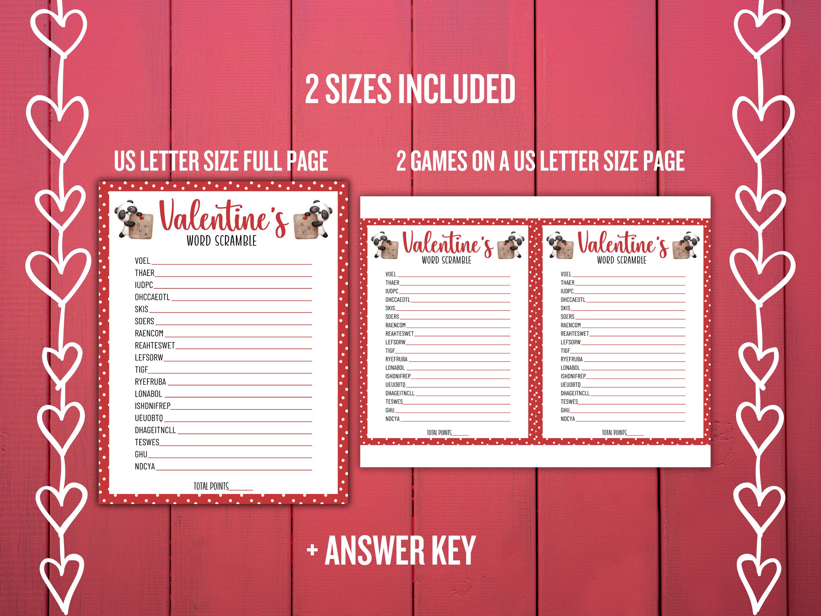 Valentine's Day Word Scramble, Printable Valentine's Day Games and ...