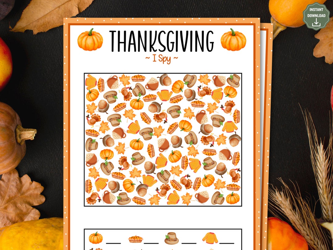 Thanksgiving I Spy Game Printable Thanksgiving Games and - Etsy