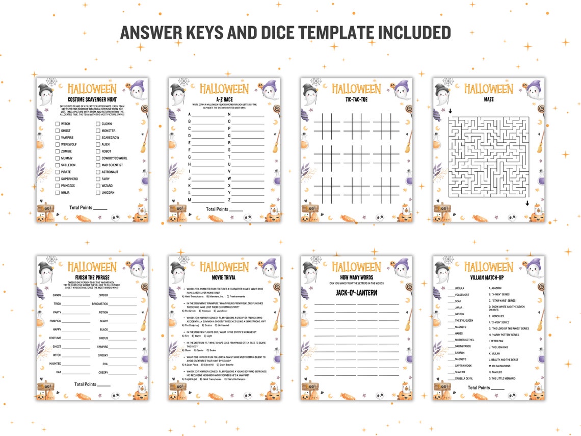 Halloween Game Bundle Printable Halloween Games Halloween - Etsy