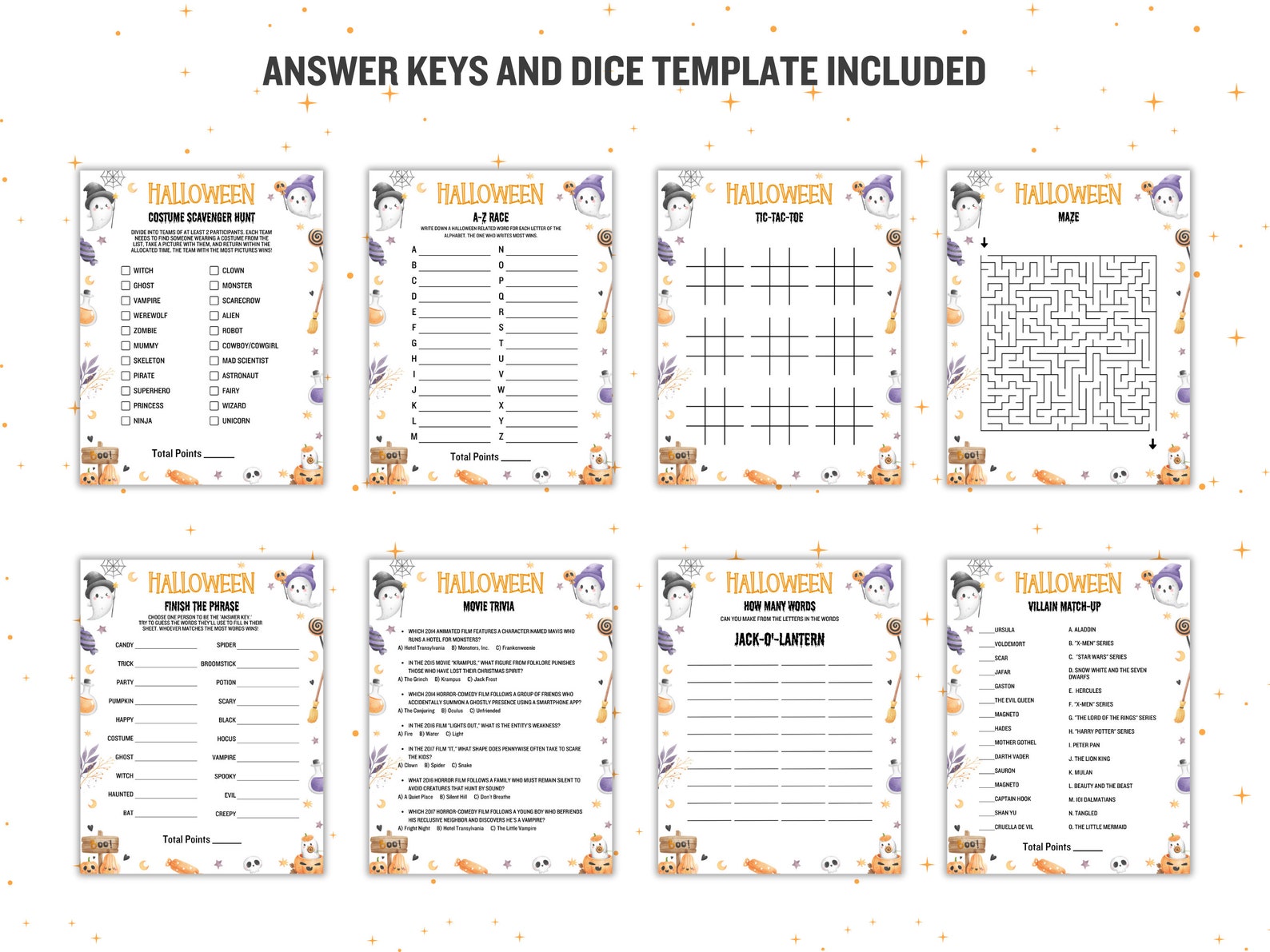 Halloween Game Bundle Printable Halloween Games Halloween - Etsy