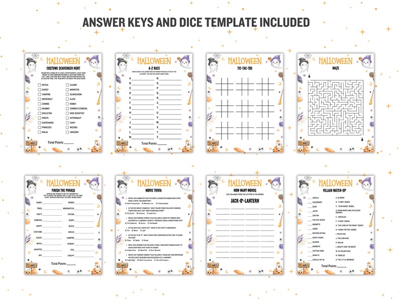 Halloween Game Bundle Printable Halloween Games Halloween - Etsy