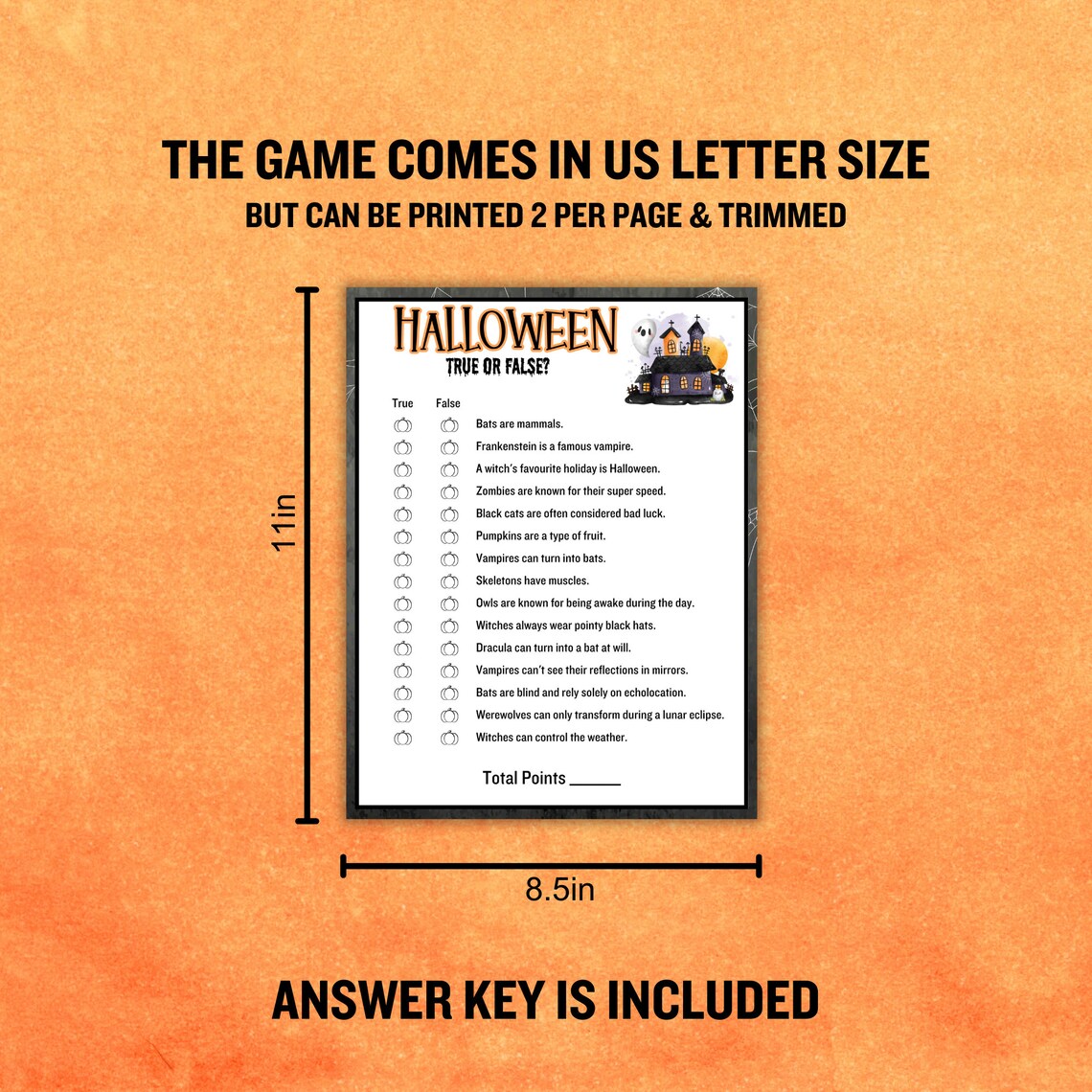 Halloween True or False, Halloween Printable Games, Halloween Games and ...