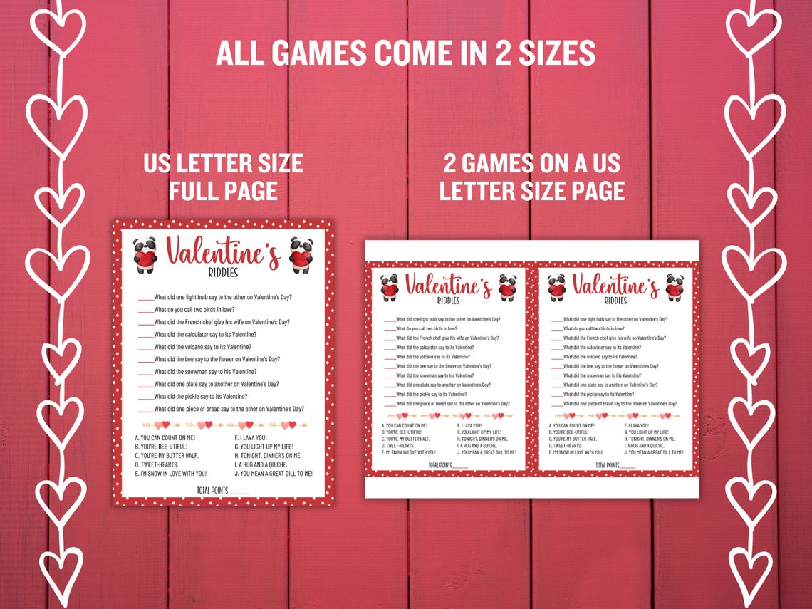 Valentine's Day Games , Printable Valentine's Party Games, Valentine's ...