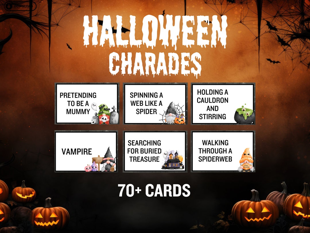 Halloween Charades, Halloween Pictionary, Printable Charades, Halloween ...