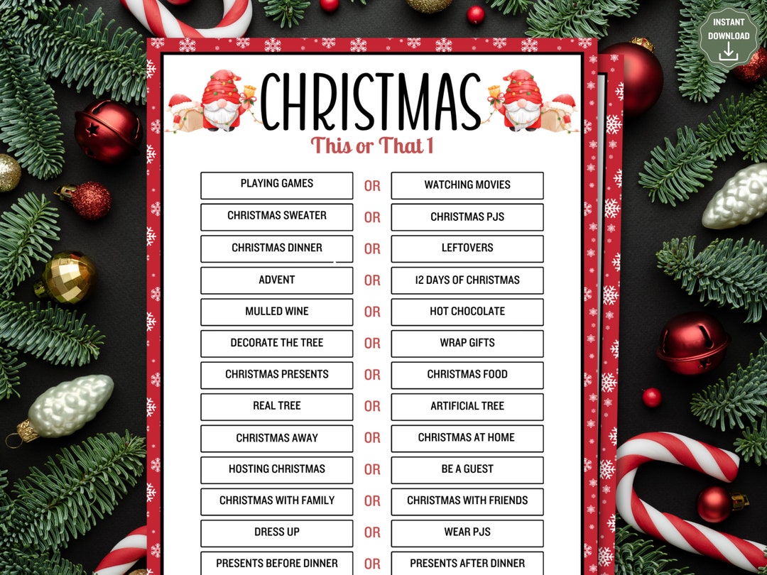 Christmas This or That, Christmas Games, Christmas Printable Games and ...