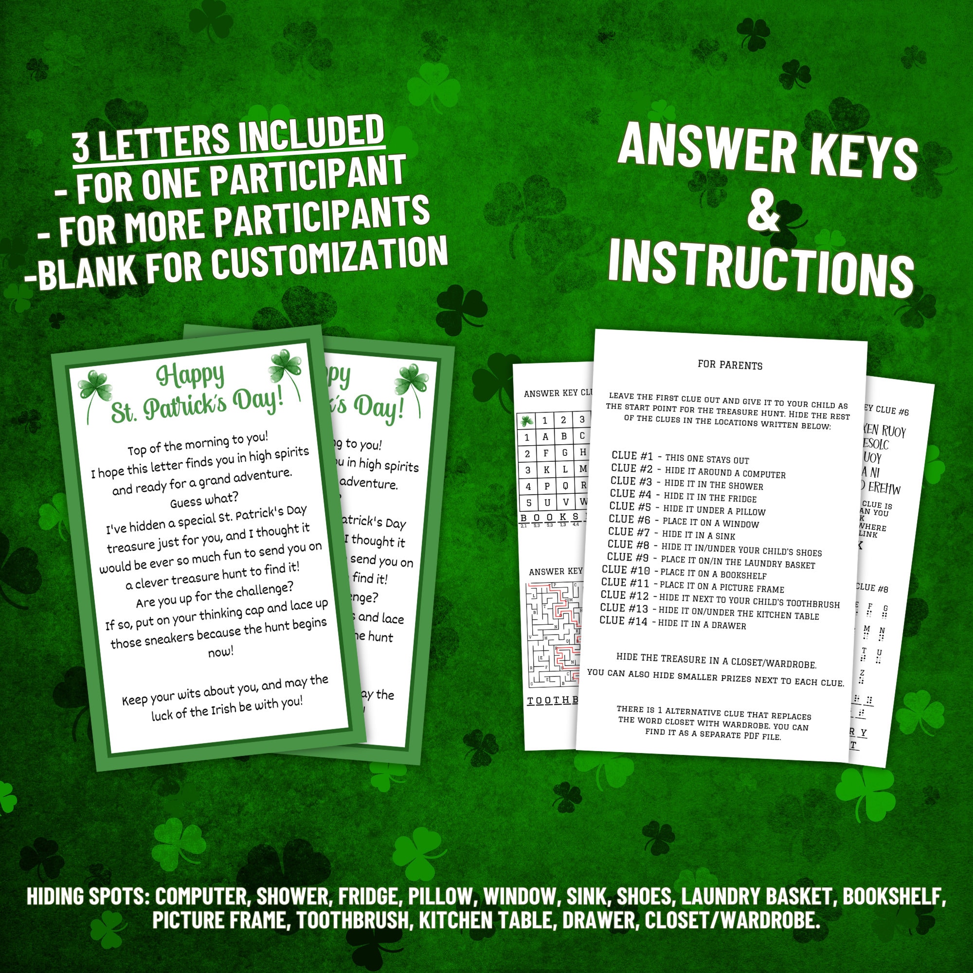 St. Patrick's Day Treasure Hunt, St. Patrick's Day Scavenger Hunt ...