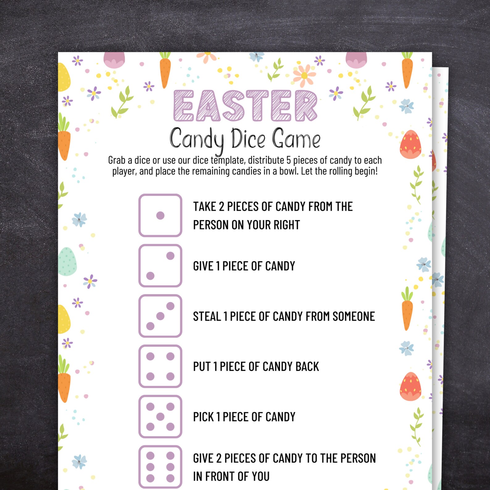 Easter Candy Dice Game, Easter Printable Game, Easter Party Game ...