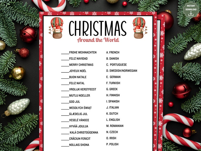 Christmas Around the World Christmas Printable Game - Etsy