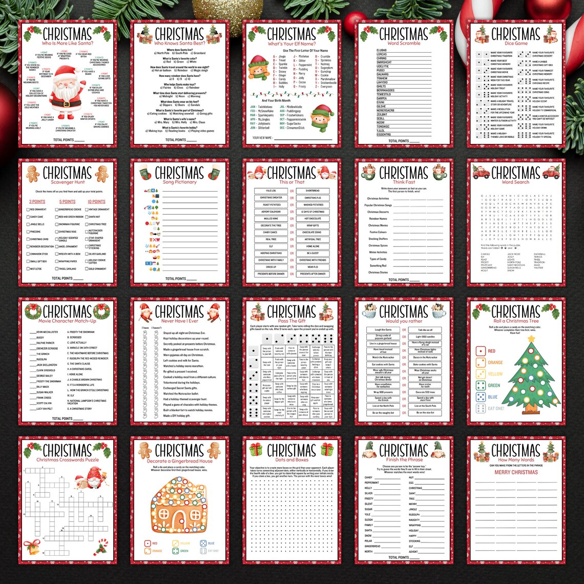 Christmas Games Printable , Christmas Bundle , Christmas Games ...
